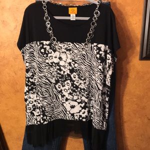 Ruby Rd. | Tops | Ruby Rd Black And White Tunic With Sheer Bottom | Poshmark